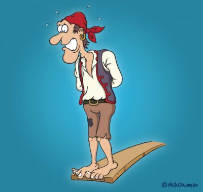 Walk the plank cartoon | cartoon pirate made to walk the plank!