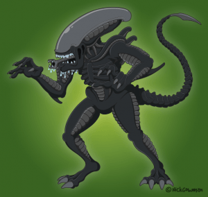 Xenomorph Cartoon | Sci-fi horror classic in cartoon illustration form