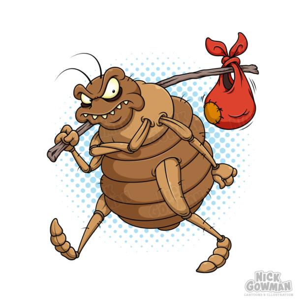 Cartoon Pest Control Logo | Pest control vector logo with bedbug