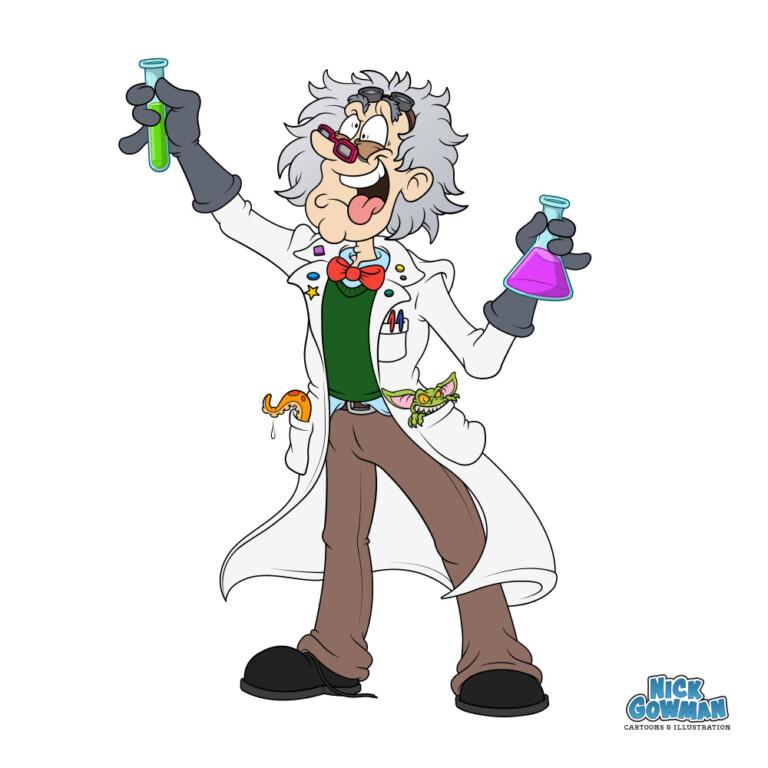 Mad scientist cartoon character | A crazy scientist concocting potions!