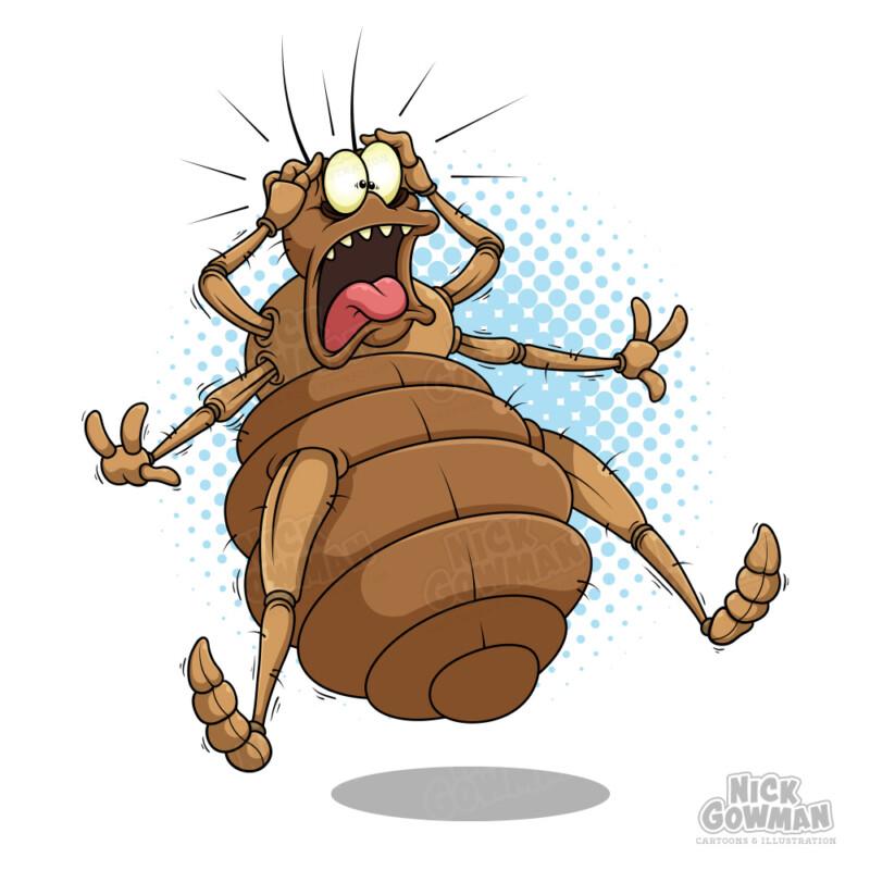 Cartoon Pest Control Logo | Pest control vector logo with bedbug